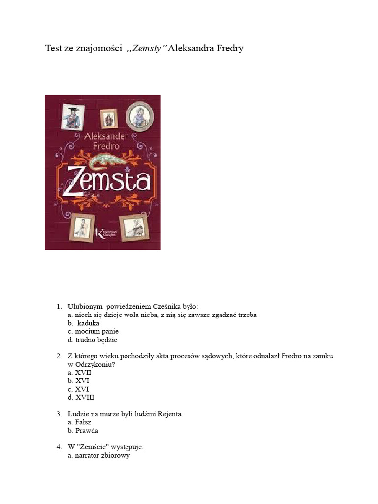 Zemsta Test Ze Znajomosci | PDF