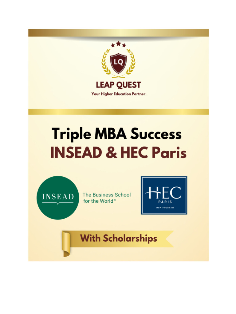 Double MBA Admits From INSEAD & HEC Paris For 3 Students | PDF