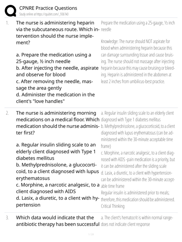 CPNRE Heparin Administration Guide | PDF | Medical Specialties ...