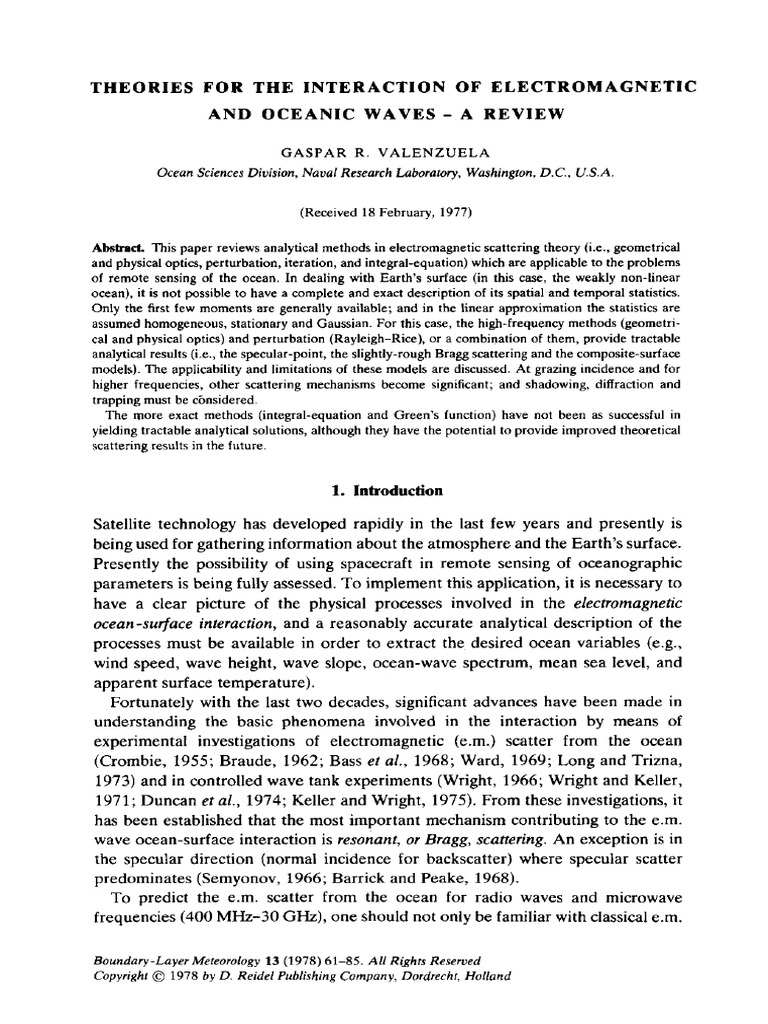 1978_Bragg Scattering(翻)_interaction of Electromagnetic and Ocean Waves | PDF | Scattering ...
