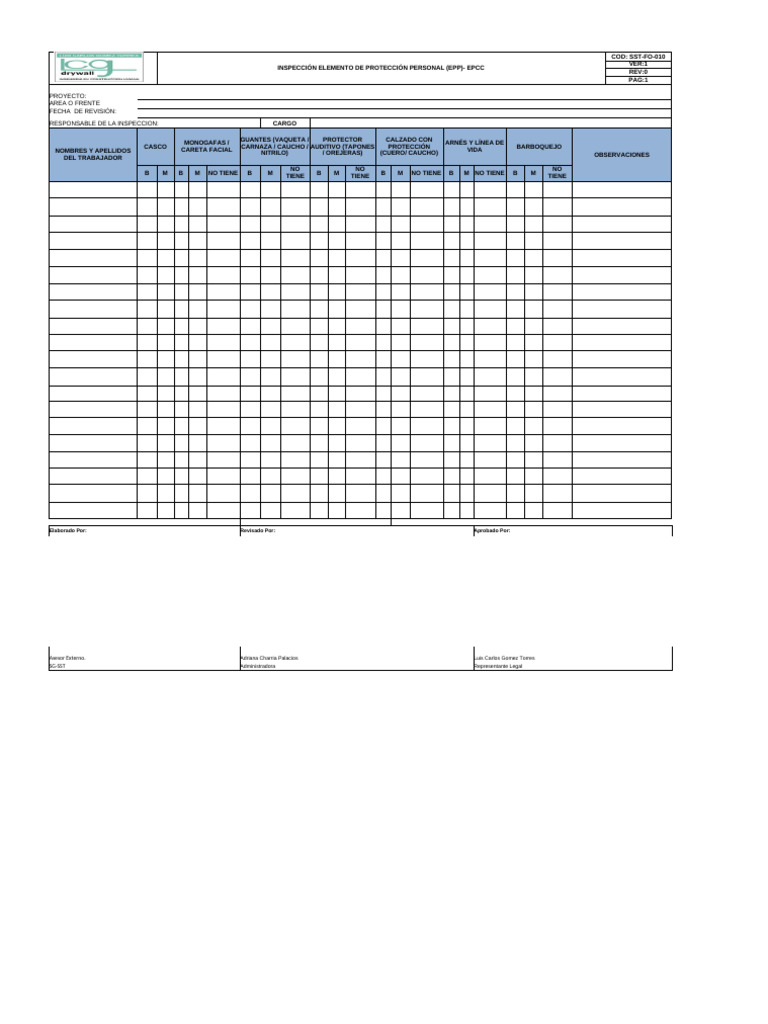 Sst-Fo-010 Formato de Inspección Epp | PDF