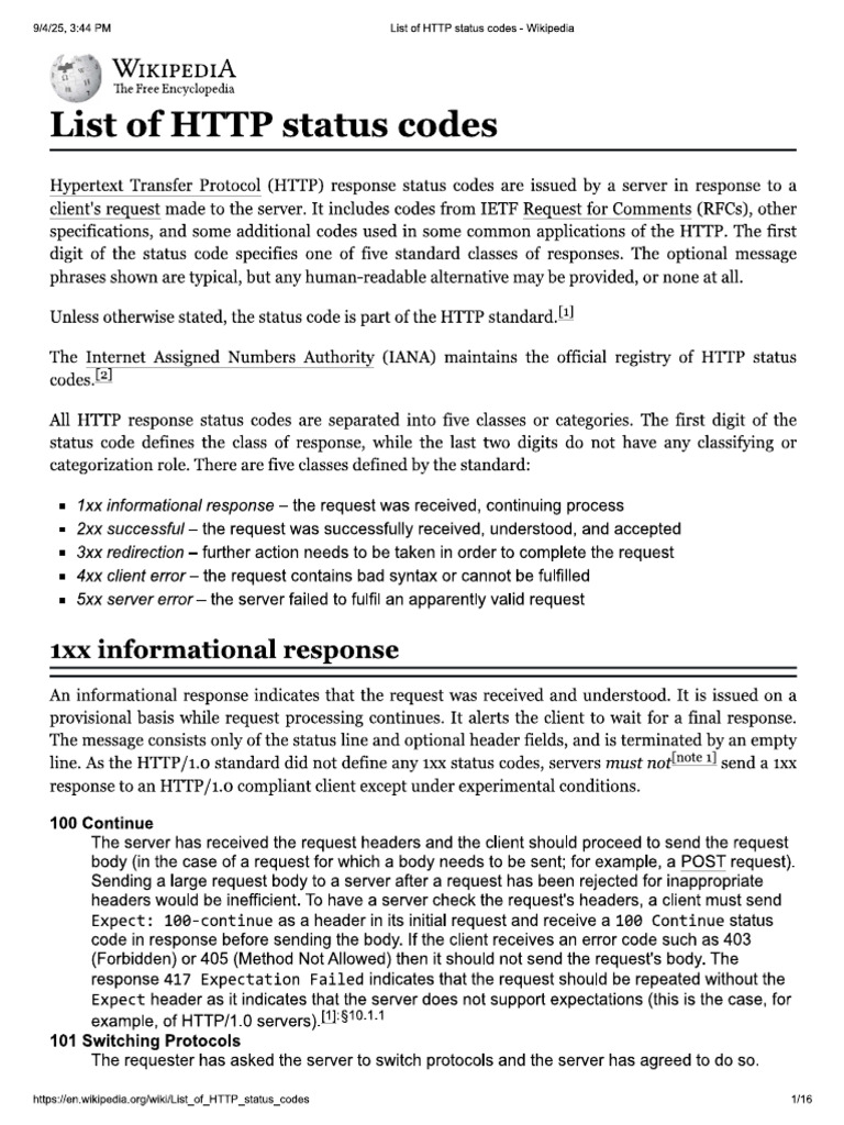 List of ERRORS and HTTP Status Codes | PDF