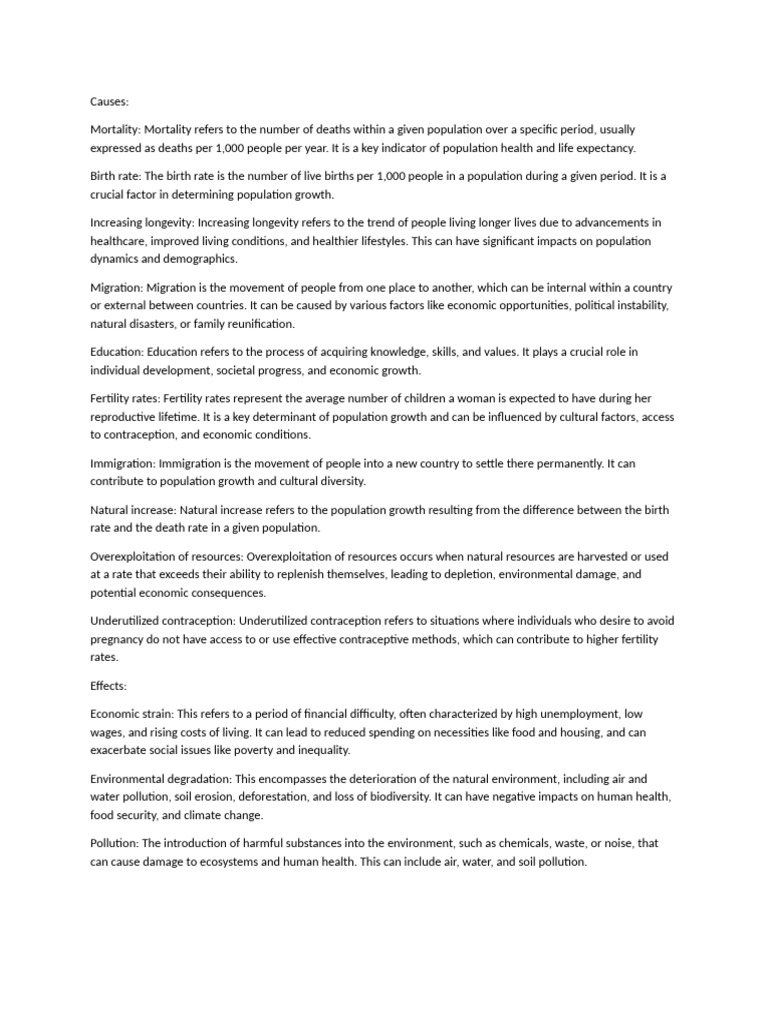Causes of Human Overpopulation | PDF | Cost Of Living | Human ...