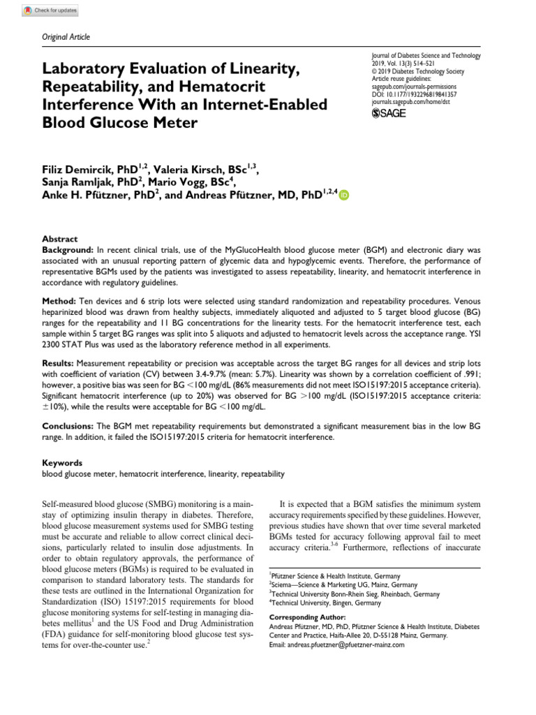 Demircik Et Al 2019 Laboratory Evaluation of Linearity Repeatability ...