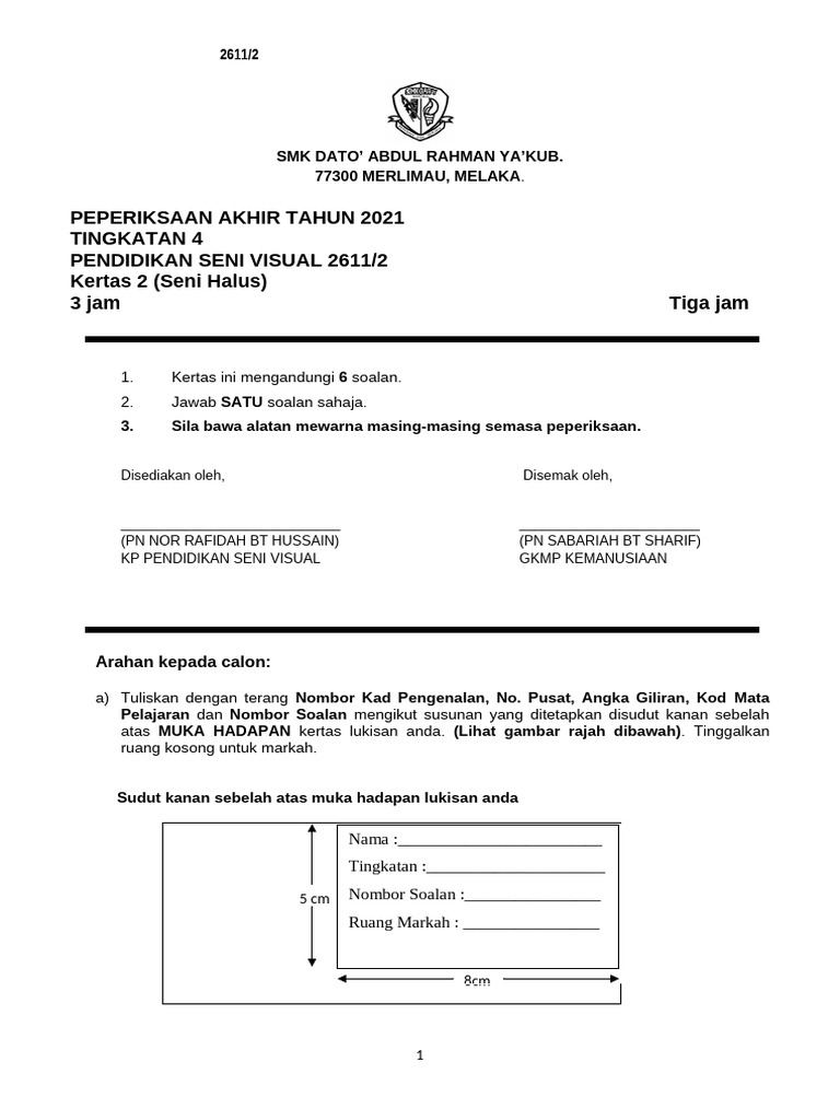 Pat PSV Kertas 2 Ting 4 2021 | PDF