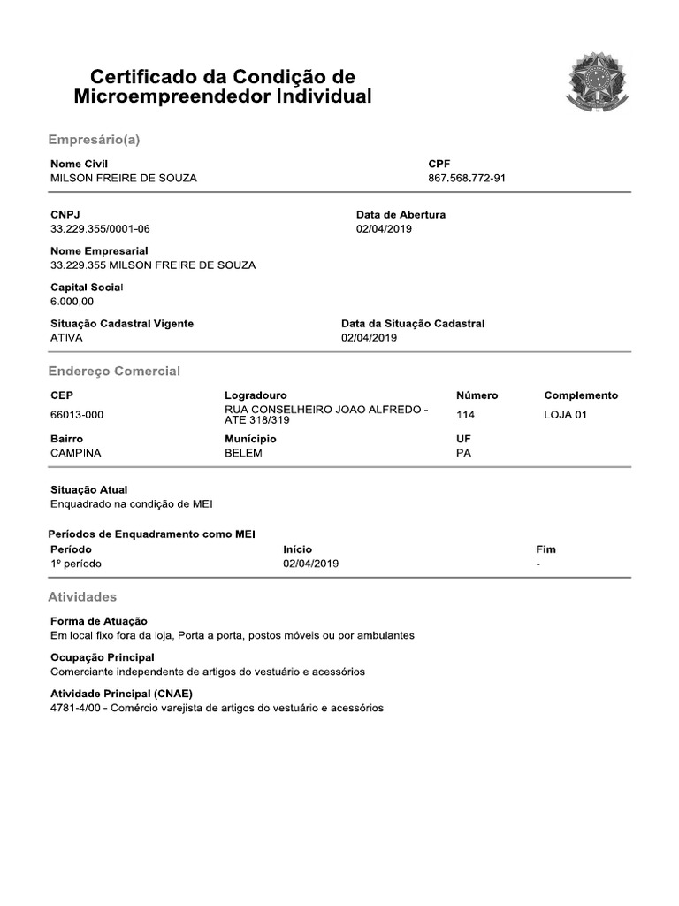 Milson Cert Mei | PDF