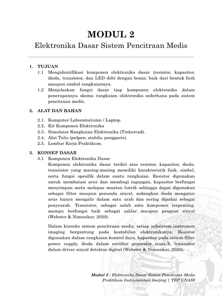 Modul TM 3 - Elektronika Dasar Sistem Pencitraan Medis | PDF