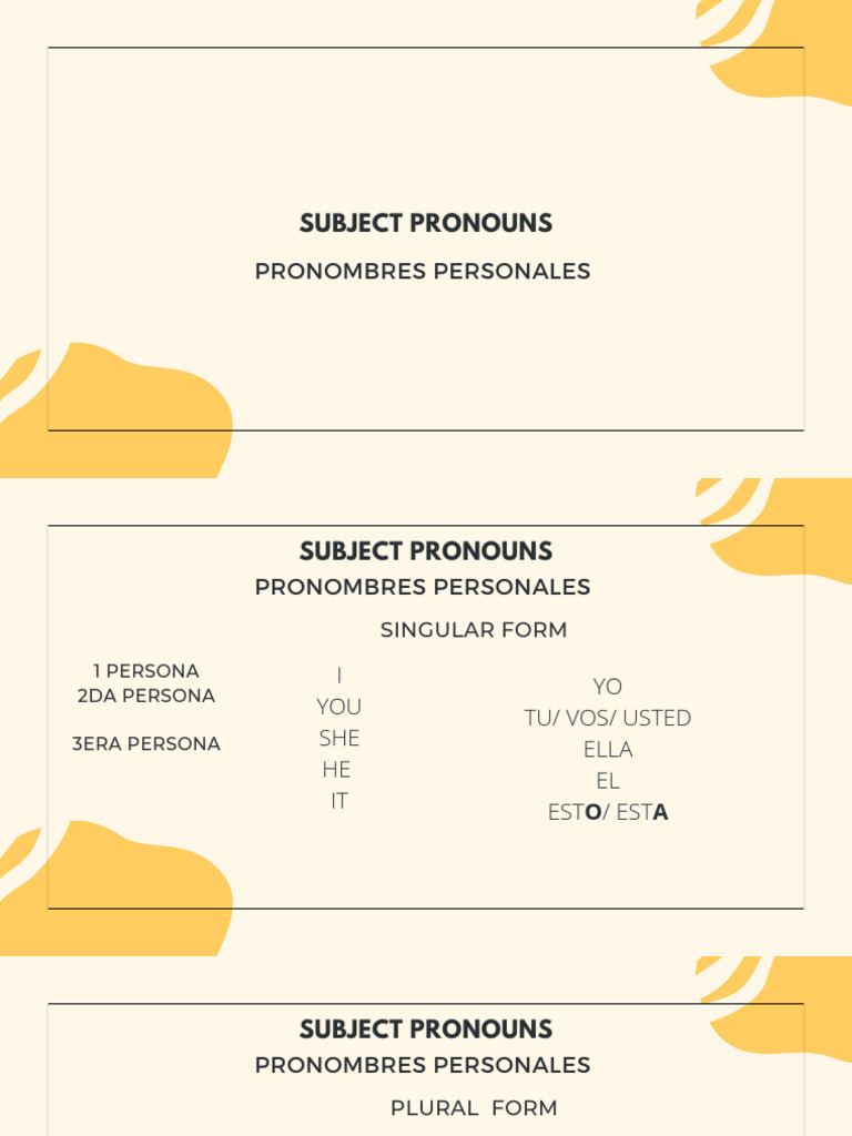 Pronombres Sujetos en Español | PDF