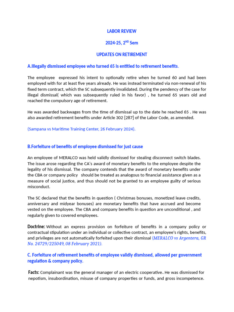 Lab Reb 2025 - Retirement Updates | PDF | Employment | Lawsuit