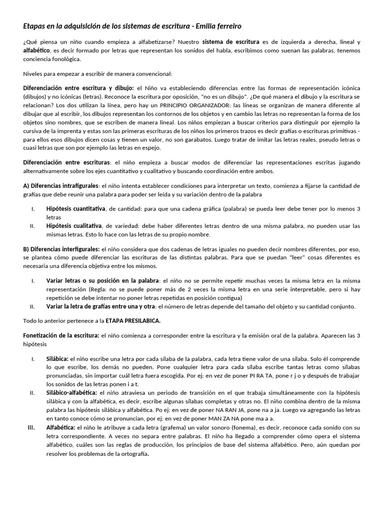Etapas de la alfabetización infantil | PDF | Escritura | Palabra