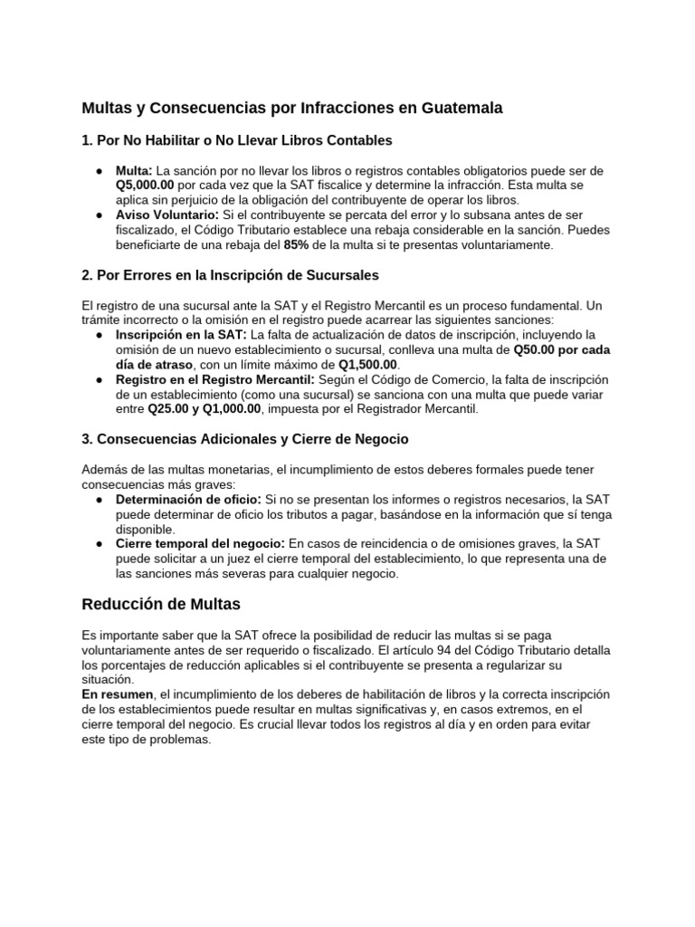 Multas y Sanciones Tributarias en Guatemala | PDF | Multa (pena)