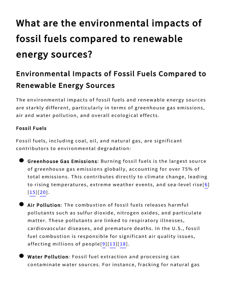What Are The Environmental Impacts of Fossil Fuels Compared To ...