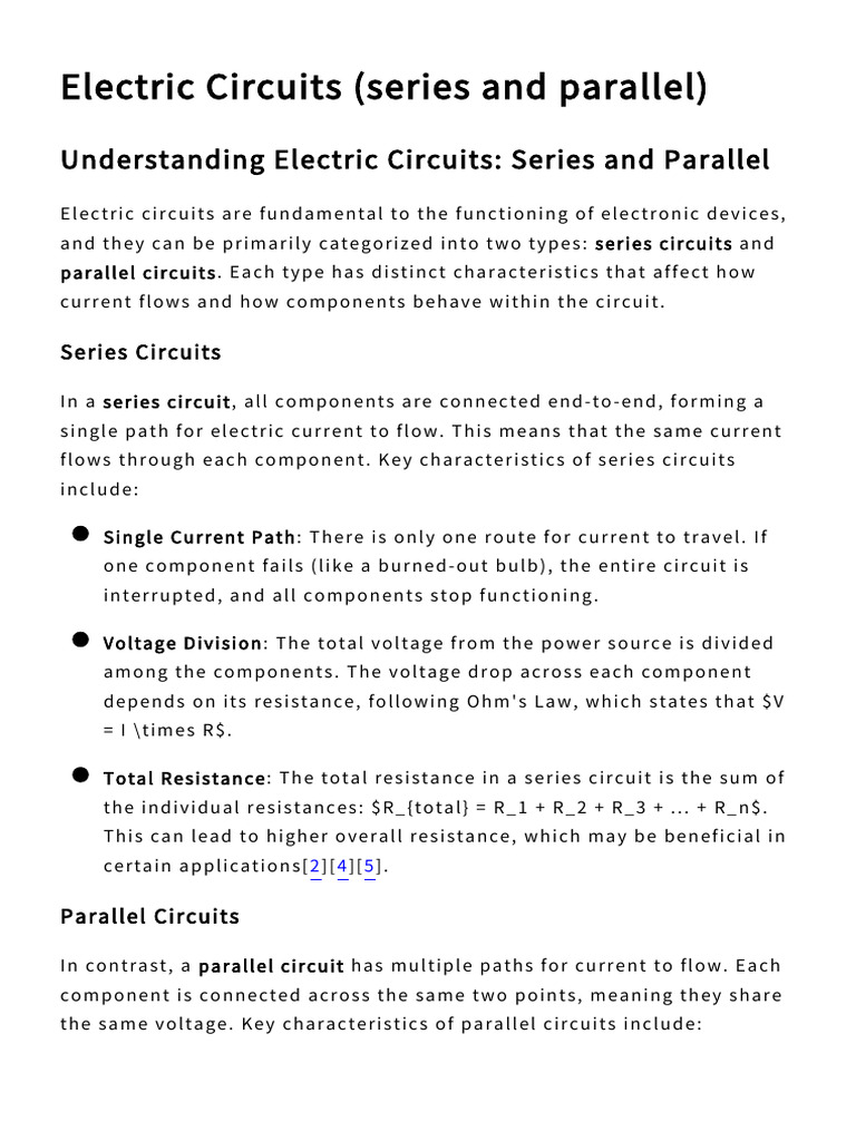 Electric Circuits (series and parallel) | PDF | Series And Parallel ...