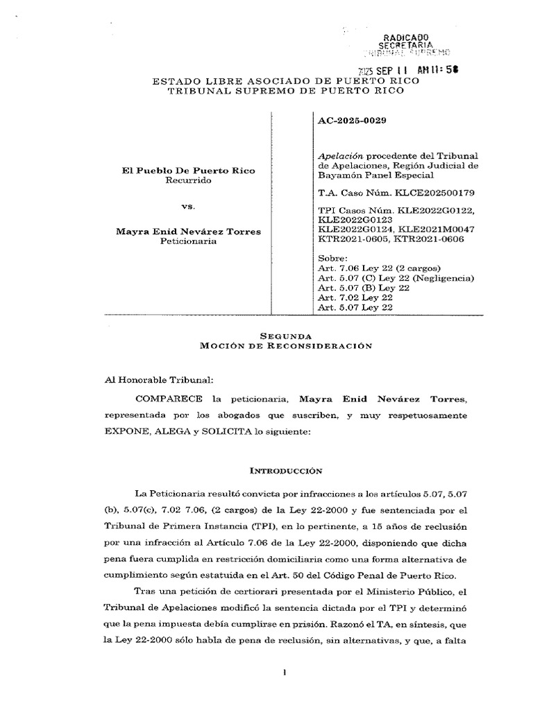 Moción Radicada Ante El Tribunal Supremo | PDF
