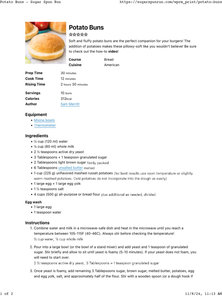 Fluffy Potato Buns Recipe | PDF | Teaspoon | Fat