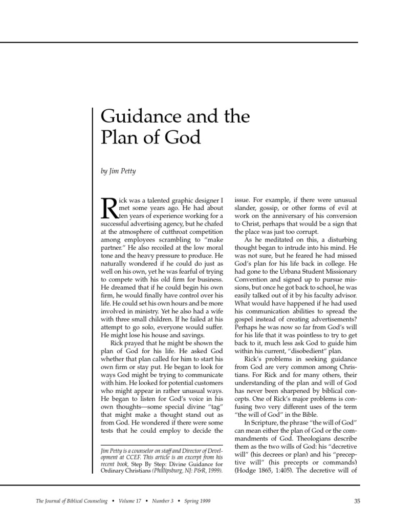 Guidance and The Plan of God | PDF | Predestination | God