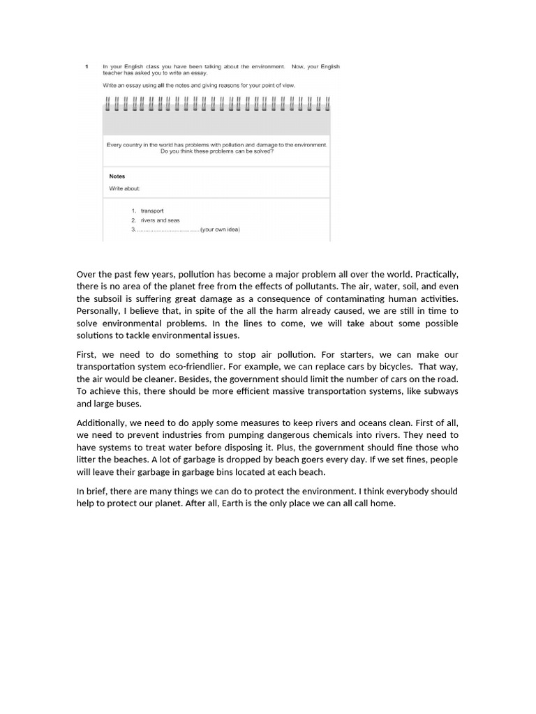 Writing Fce Essay Pollution | PDF