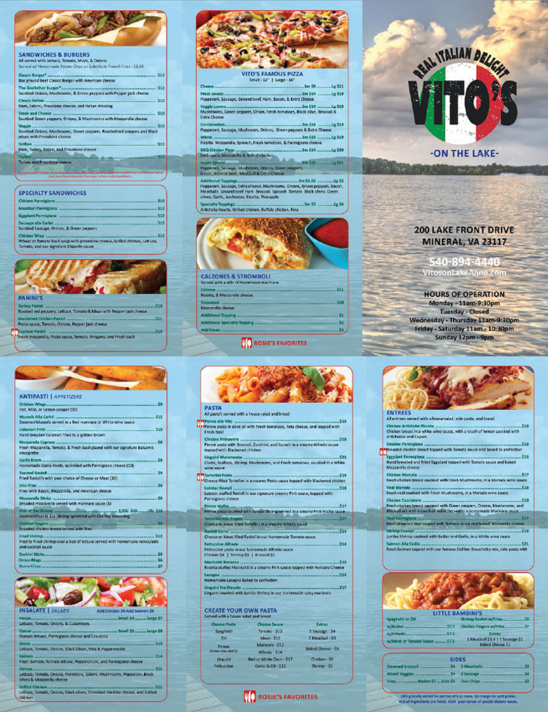 Vito's Menu PDF File Page 1-Merged | PDF