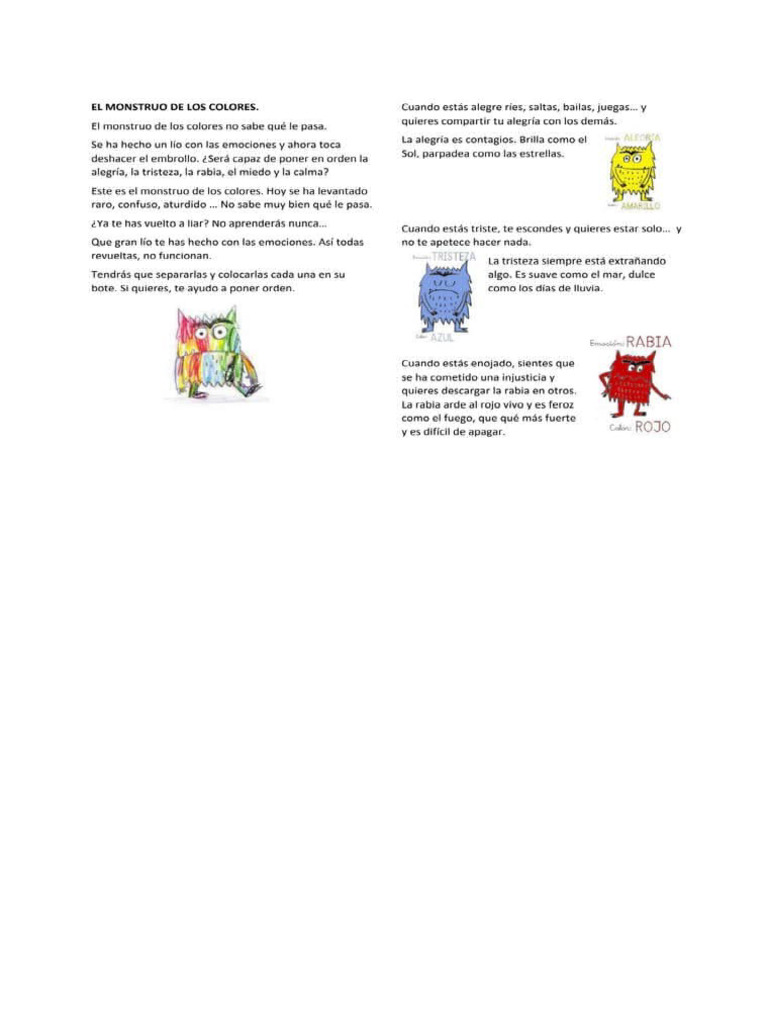 Cuento El Monstruo de Colores | PDF