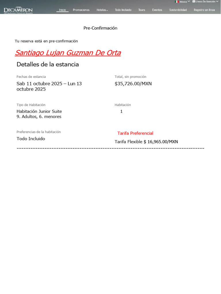 Reserva Pre-confirmada ATC58942 | PDF