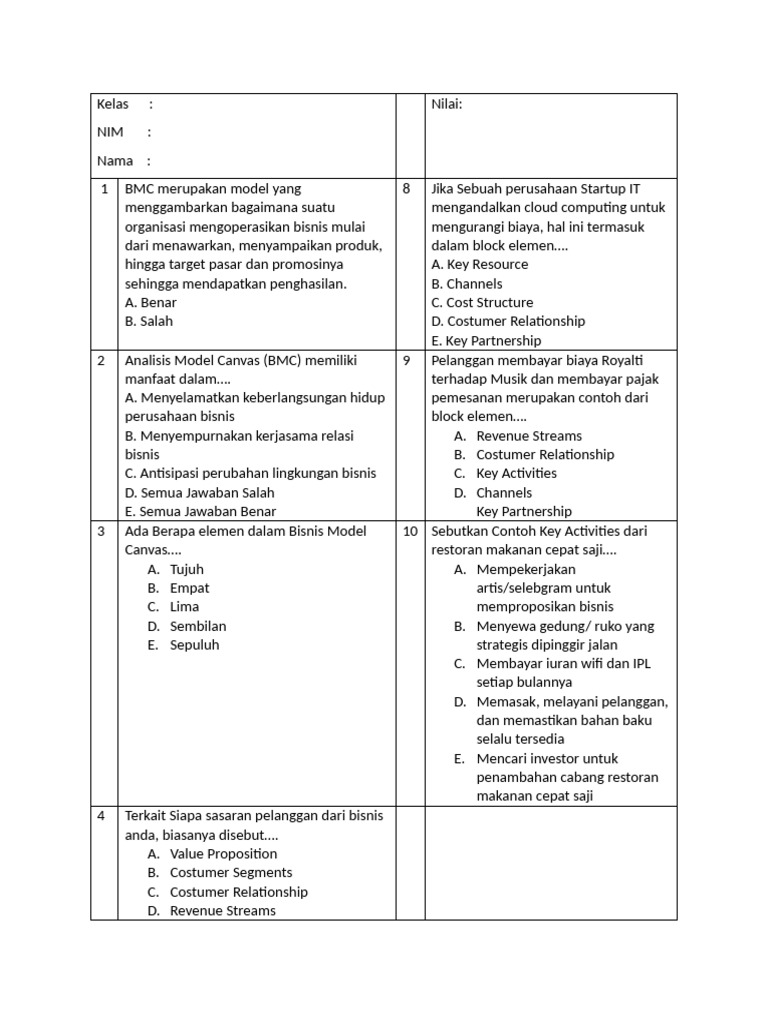 Soal Pilgan KWH | PDF