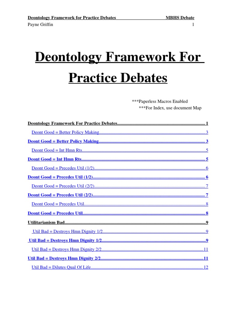 Deontology Framework | Utilitarianism | Welfare Economics