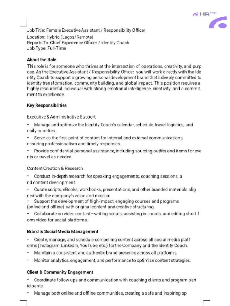 JD Executive Assistant - Phoenix | PDF