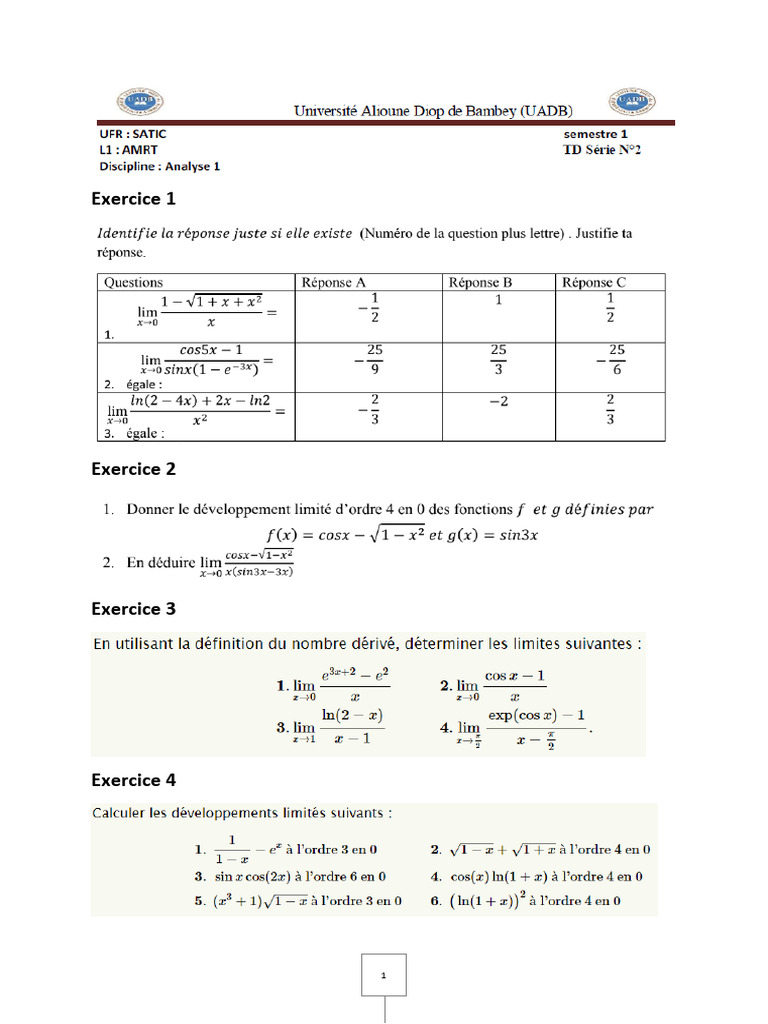 TD 2 Analyse 1 | PDF