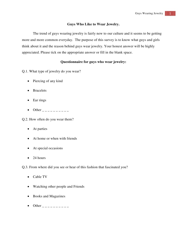 105 Questionnaire Guys - Jew | PDF