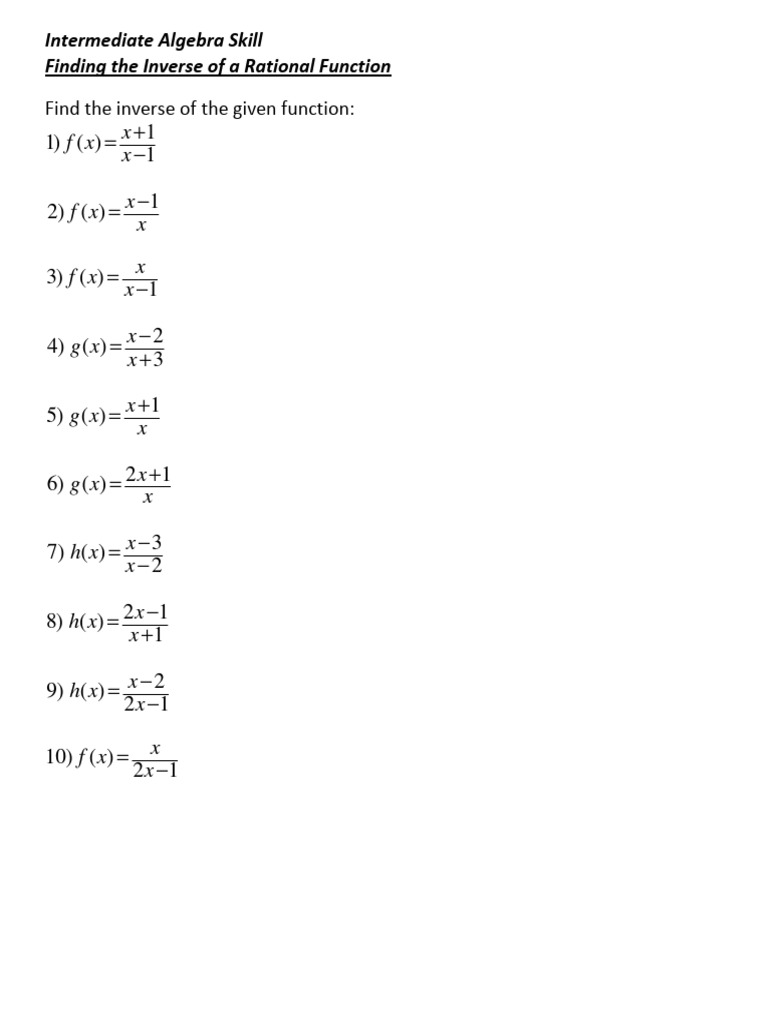 Inverses of Rational Functions | PDF