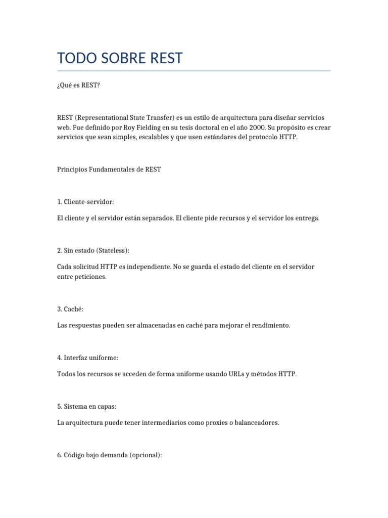Guía Completa sobre REST API | PDF | Arquitectura de sistemas ...