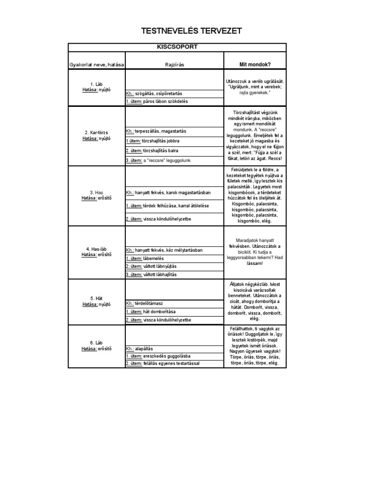 Kiscsoportos Tervezet | PDF