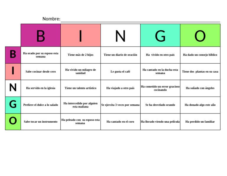Bingo Humano Actividad | PDF