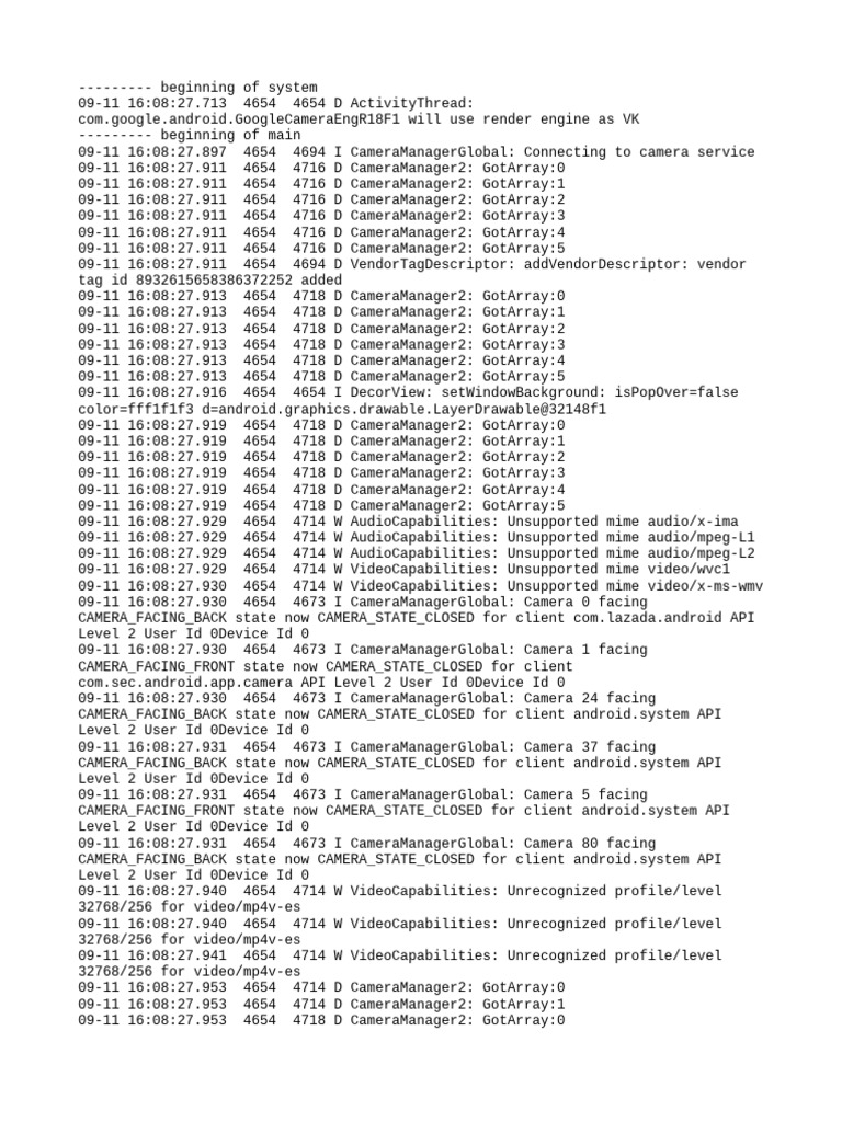 Camera Service Connection Log | PDF | Software | Software Engineering