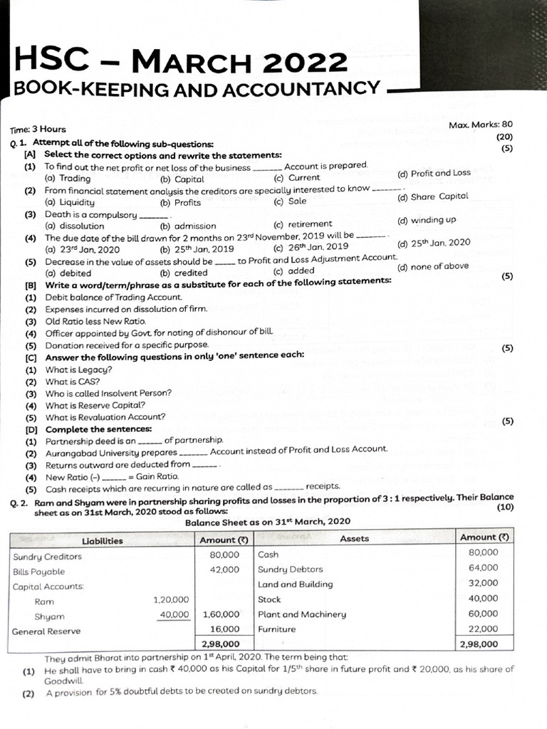 HSC March 2022 Bookkeeping Exam Guide | PDF | Debits And Credits ...