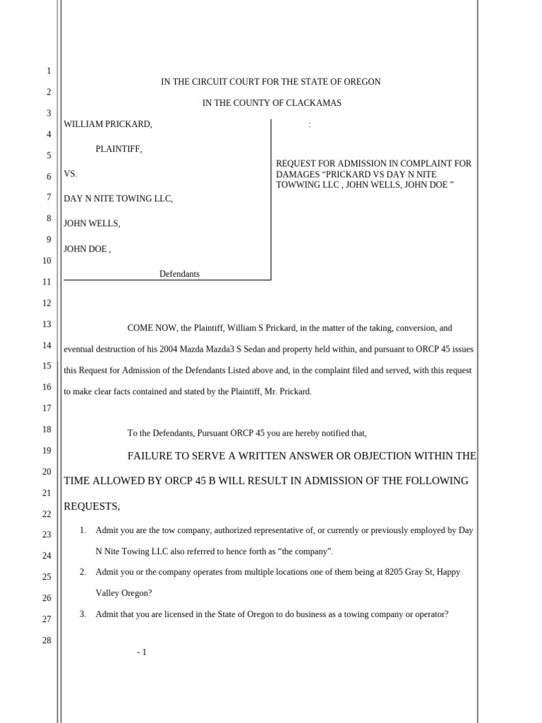 11 - Request For Admission | PDF | Common Law