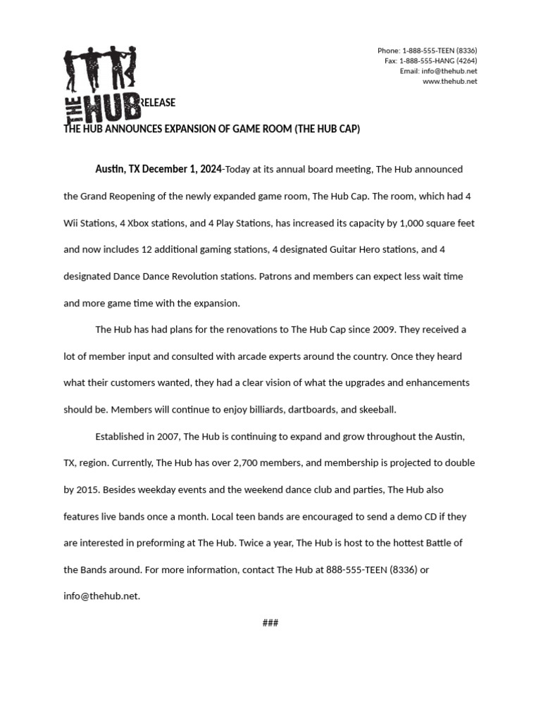 The Hub Cap Game Room Expansion | PDF