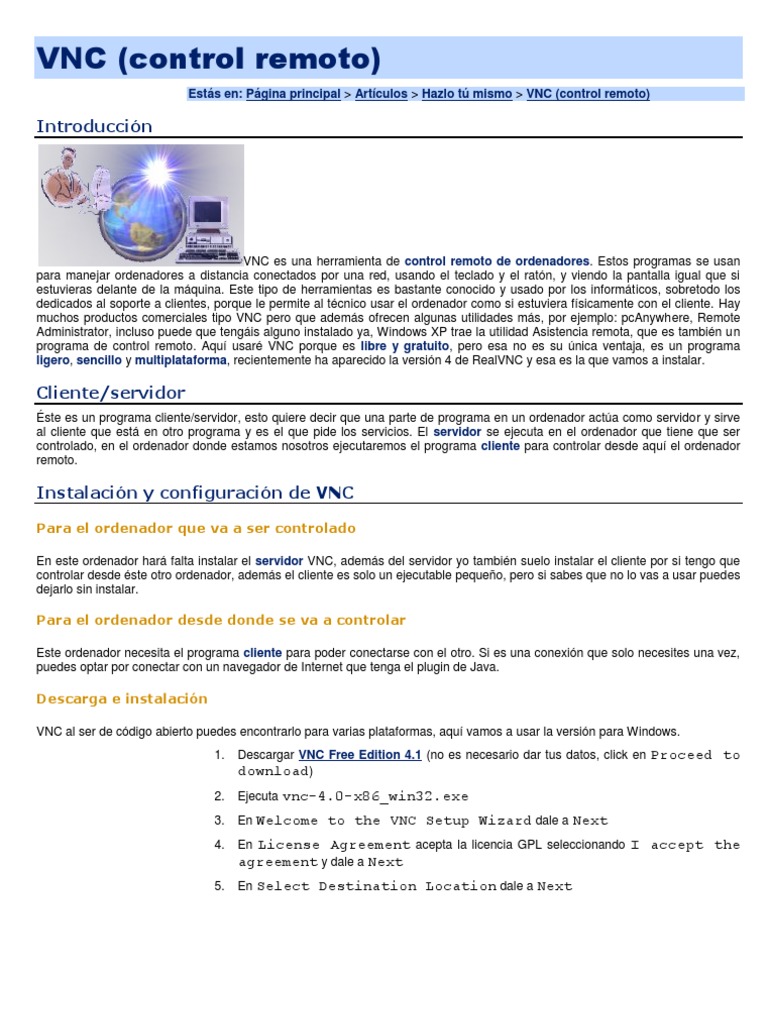 VNC Guia de Uso | PDF | Servidor (Computación) | Servidor proxy