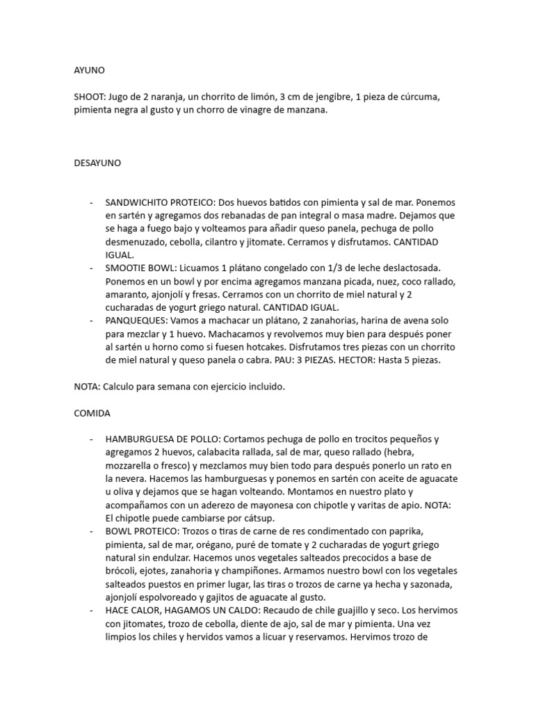 Plan Pau y Hector Viva Mexico!!! | PDF | Alimentos | Cocinando