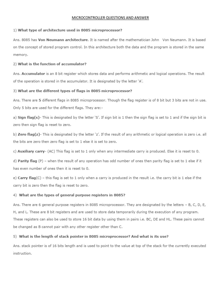 8085 Microprocessor Ques & Ans 4 | PDF | Central Processing Unit | Computer Architecture