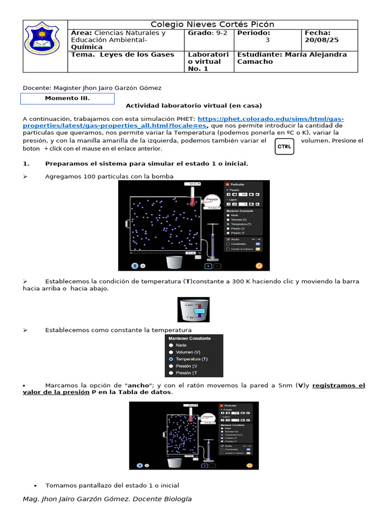 Trabajo Final Quimica 9-2 | PDF | Temperatura | Mecánica estadística