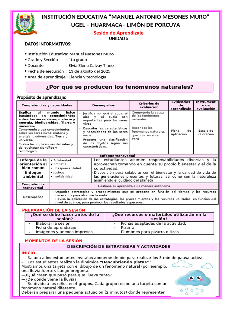 S1 Sesion 7 Por Qué Se Producen Los Fenómenos Naturales | PDF ...