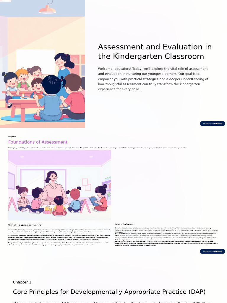 Kindergarten Assessment Strategies Guide | PDF | Educational Assessment ...