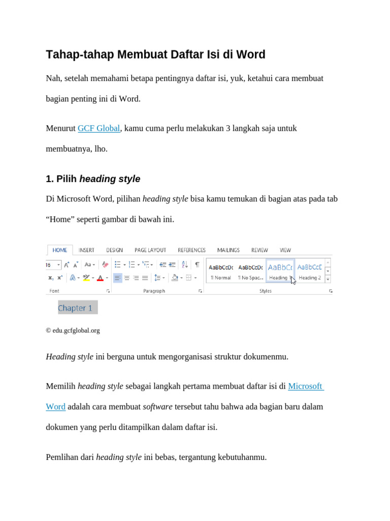 Cara Mudah Buat Daftar Isi di Word | PDF