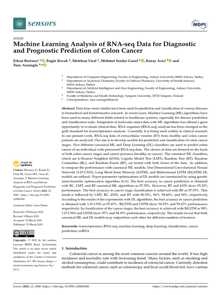 Machine Learning for Colon Cancer RNA-seq Analysis | PDF | Machine ...