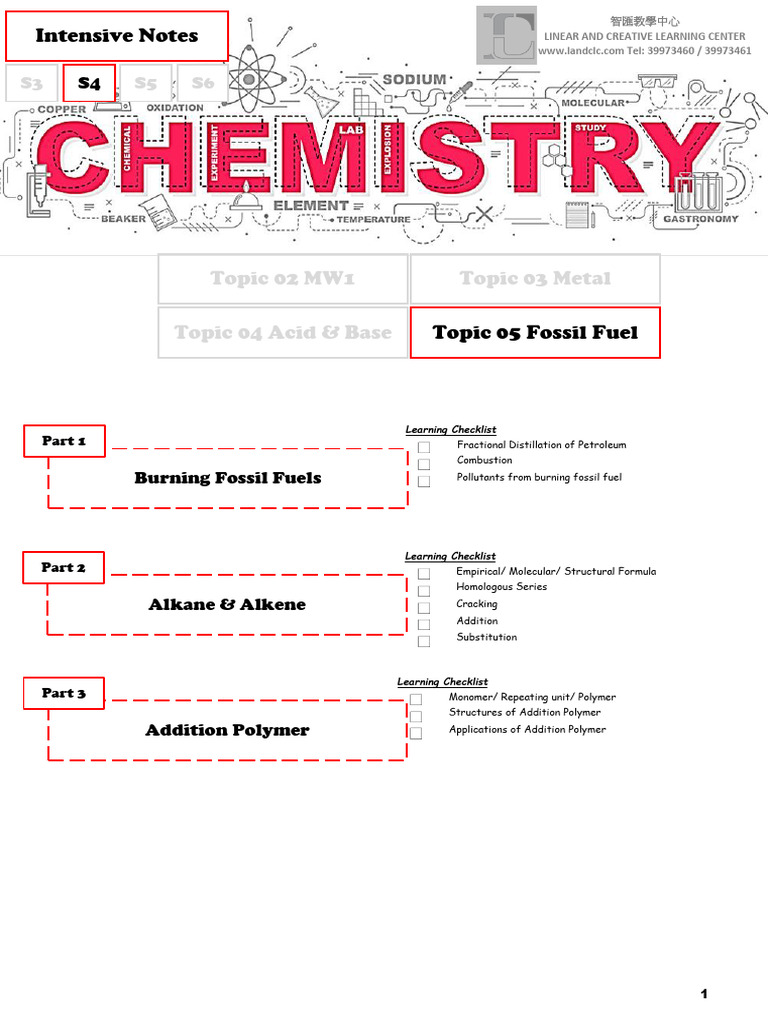 Topic 5 Fossil Fuel (Intensive Notes) S6 2 | PDF | Fuels | Polymers