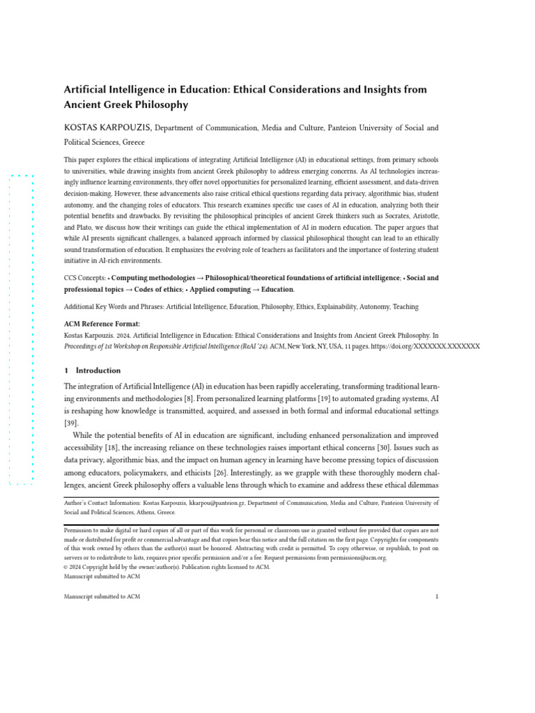 Artificial Intelligence in Education - Ethical Considerations and ...