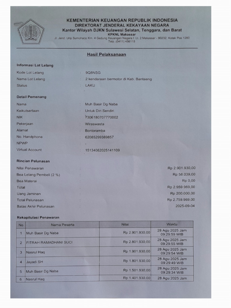 Lelang Motor | PDF