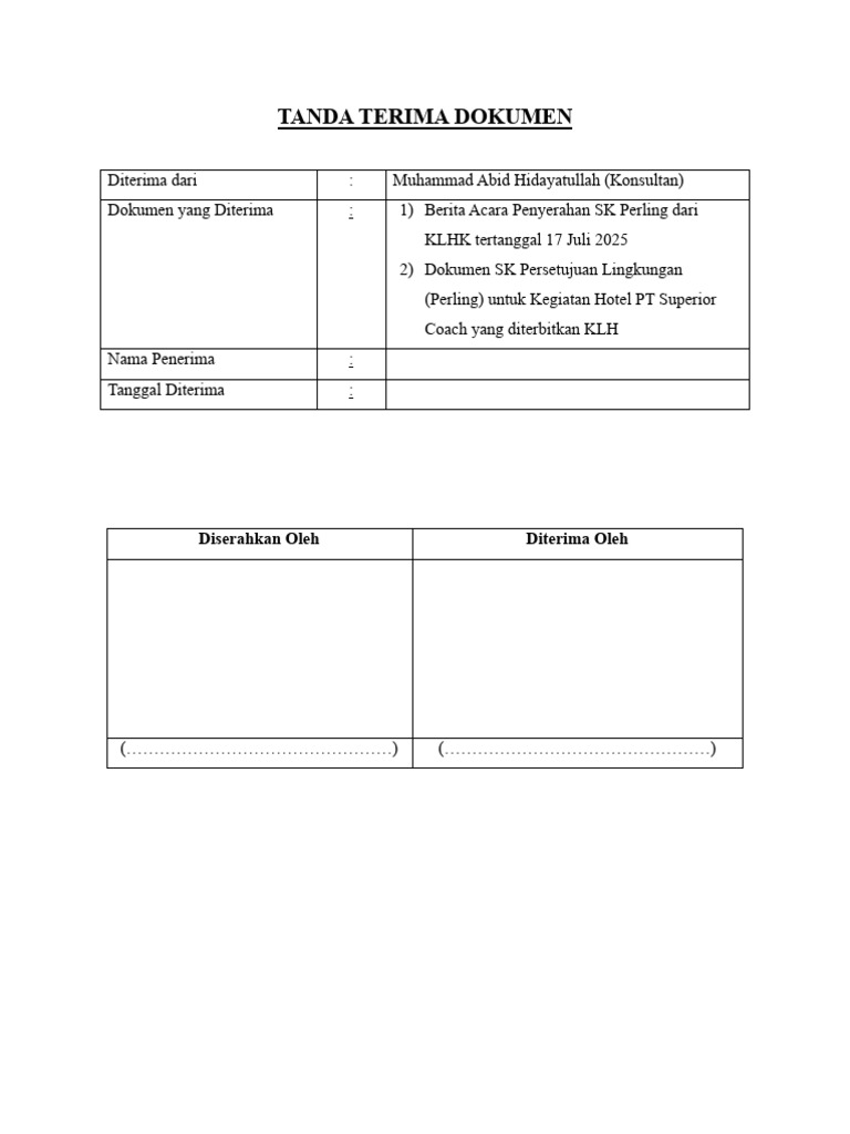 Draft Tanda Terima | PDF