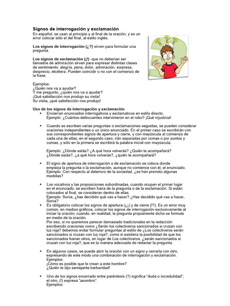 Uso correcto de signos de interrogación y exclamación | PDF | Gramática ...